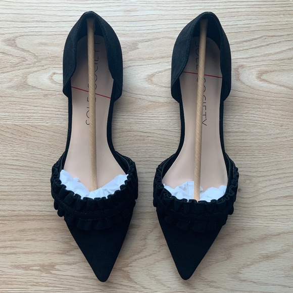 Sole Society | Shoes | Sole Society Black Rosalind Ruffled Dorsay Flats ...